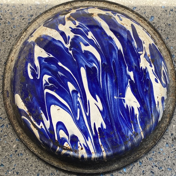 Kitchen | Vintage 190s Graniteware Bluewhite Spongeware Pie Platetin ...